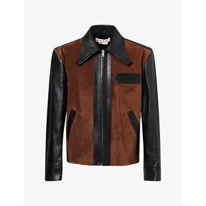 Marni Contrast Zip-up Leather Jacket - Black