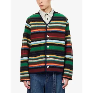 Sacai V-neck Striped Wool-blend Cardigan