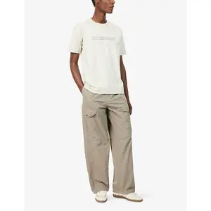C.P. COMPANY Brand-embroidered Cotton T-shirt - Silver Birch