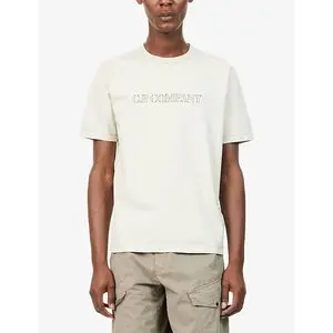 C.P. COMPANY Brand-embroidered Cotton T-shirt - Silver Birch