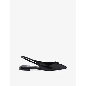 Prada Brushed Leather Ballerina Slingbacks - Black