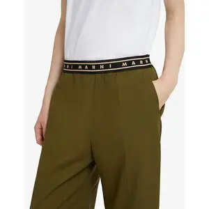Marni Logo Elasticated Waistband Wool Trousers