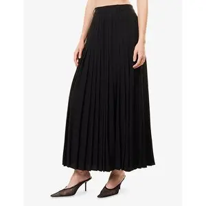 ME+EM Pleated Slit Woven Maxi Skirt