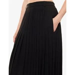 ME+EM Pleated Slit Woven Maxi Skirt
