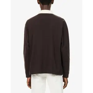 FRAME Contrast-collar Cotton Polo Shirt - Deep Brown