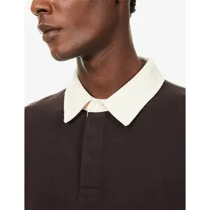 FRAME Contrast-collar Cotton Polo Shirt - Deep Brown