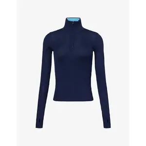 THE FRANKIE SHOP Sade Zipped Wool-blend Jumper - Dark Navy