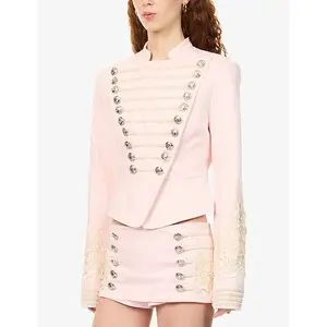 JADED LONDON Military Lace-embroidered Cotton-blend Jacket