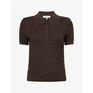 FRAME Smocked Silk And Cotton-blend Polo Shirt