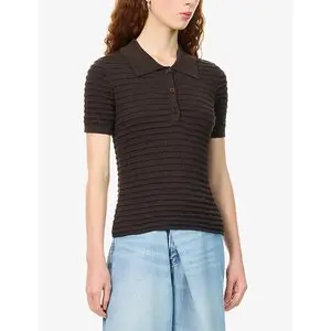 FRAME Smocked Silk And Cotton-blend Polo Shirt