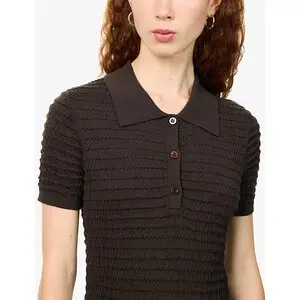 FRAME Smocked Silk And Cotton-blend Polo Shirt