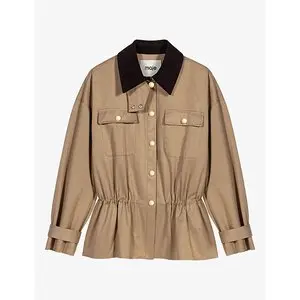 Maje Corduroy-collar Cotton-blend Jacket - Beige