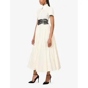 Mona Alshebil Gathered Belted Cotton Maxi Dress
