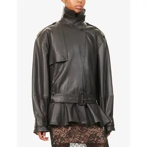 ROTATE BY BIRGER CHRISTENSEN Relaxed-fit Leather Biker Jacket