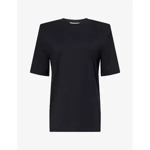 THE FRANKIE SHOP Carrington Padded-shoulder Cotton-jersey T-shirt - Black