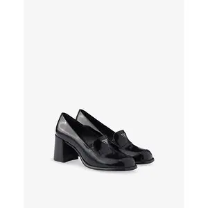 Prada Brushed Leather Heeled Loafers