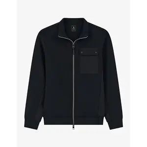 Boggi Milano Patch-pocket Zipped Cotton-blend Sweatshirt - Black