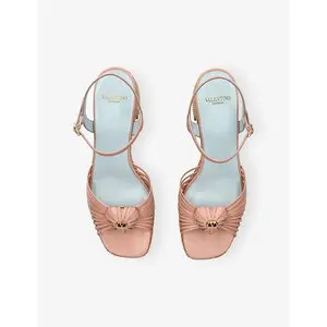 Valentino Garavani Cœur Royal 80 Leather And Raffia Platform Sandals