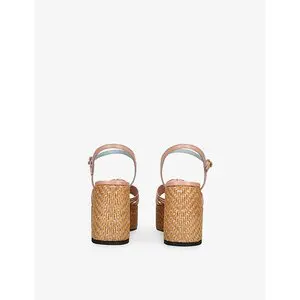 Valentino Garavani Cœur Royal 80 Leather And Raffia Platform Sandals