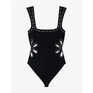 Sandro Studded Square Neck Bodysuit