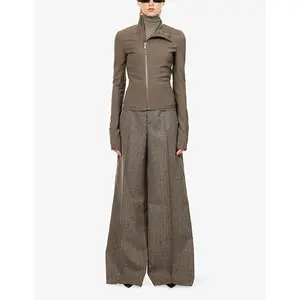 Rick Owens Asymmetrical Zip Wool Blend Jacket - Dust