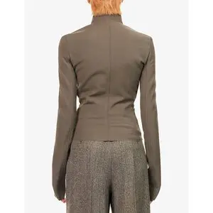 Rick Owens Asymmetrical Zip Wool Blend Jacket - Dust