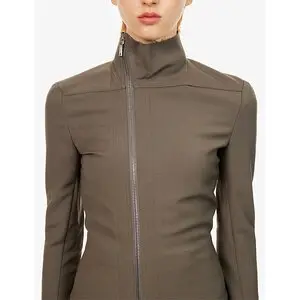 Rick Owens Asymmetrical Zip Wool Blend Jacket - Dust