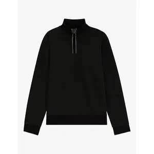 BOSS Funnel-neck Half-zip Cotton Sweatshirt - Black