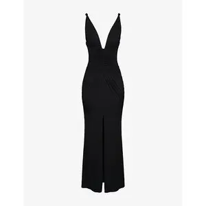 House Of Cb Tabitha Maxi Dress With Front Split - Black