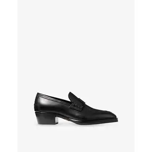 JIMMY CHOO Leather Loafers With Penny Tab - Black