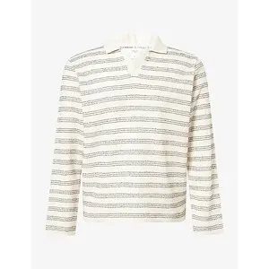 PERCIVAL Laurent Striped Cotton-knit Polo Top Xxl - Ecru