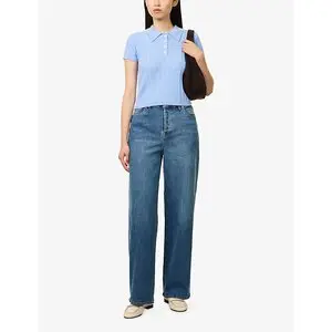 Good American The Micro Cable-knit Merino Wool Polo Top