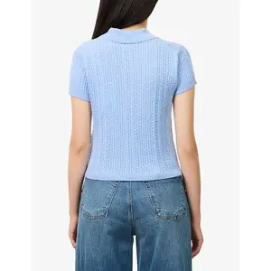 Good American The Micro Cable-knit Merino Wool Polo Top