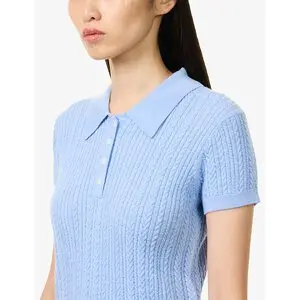 Good American The Micro Cable-knit Merino Wool Polo Top