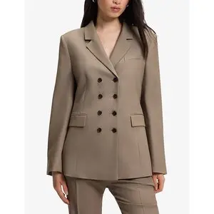 BOSS Double-breasted Slim-fit Gabardine-twill Blazer