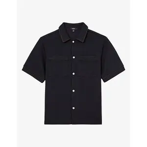 REISS Weaver Short-sleeved Woven Shirt - Navy