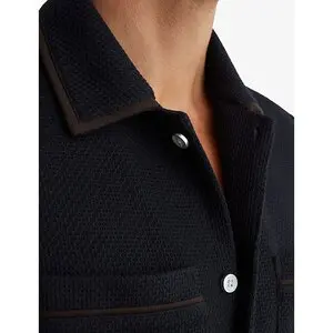 REISS Weaver Short-sleeved Woven Shirt - Navy