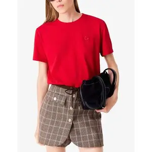 Maje Logo-embroide Relaxed-fit Cotton-jersey T-shirt - Red