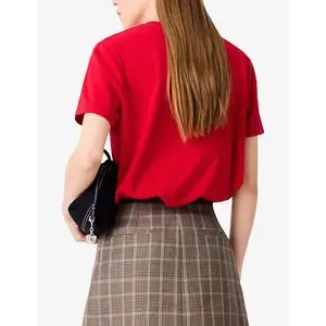 Maje Logo-embroide Relaxed-fit Cotton-jersey T-shirt - Red