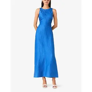 Maje Backless Linen-blend Midi Dress