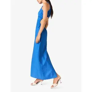 Maje Backless Linen-blend Midi Dress