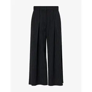ME+EM Pinstriped Wool-blend Culottes - Black