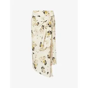 Isabel Marant Étoile Faniry Floral Print Silk Blend Midi Skirt - Ecru