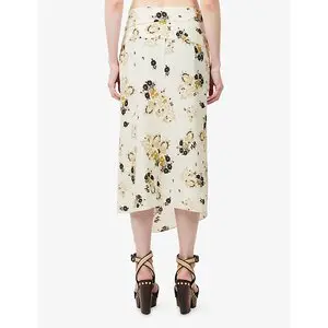 Isabel Marant Étoile Faniry Floral Print Silk Blend Midi Skirt - Ecru