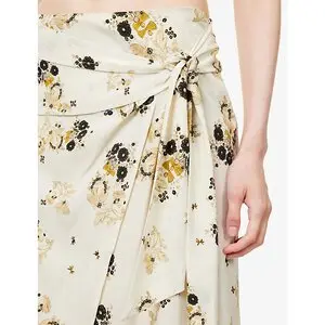 Isabel Marant Étoile Faniry Floral Print Silk Blend Midi Skirt - Ecru