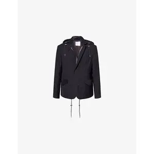 Sacai Detachable Hood Notch-lapel Woven Jacket - Black
