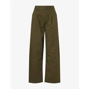 Citizens Of Humanity Citizens Of Humanity Velha Cotton And Linen-Blend Trousers Moss