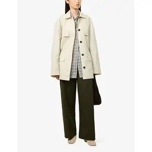 Citizens Of Humanity Velha Cotton And Linen-blend Trousers - Moss