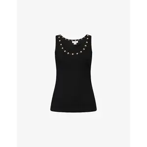 NEVER FULLY DRESSED Studded Rib Jersey Vest Top - Black