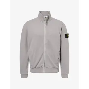 Stone Island Brushed Cotton-jersey Zip-up Jacket - Grey